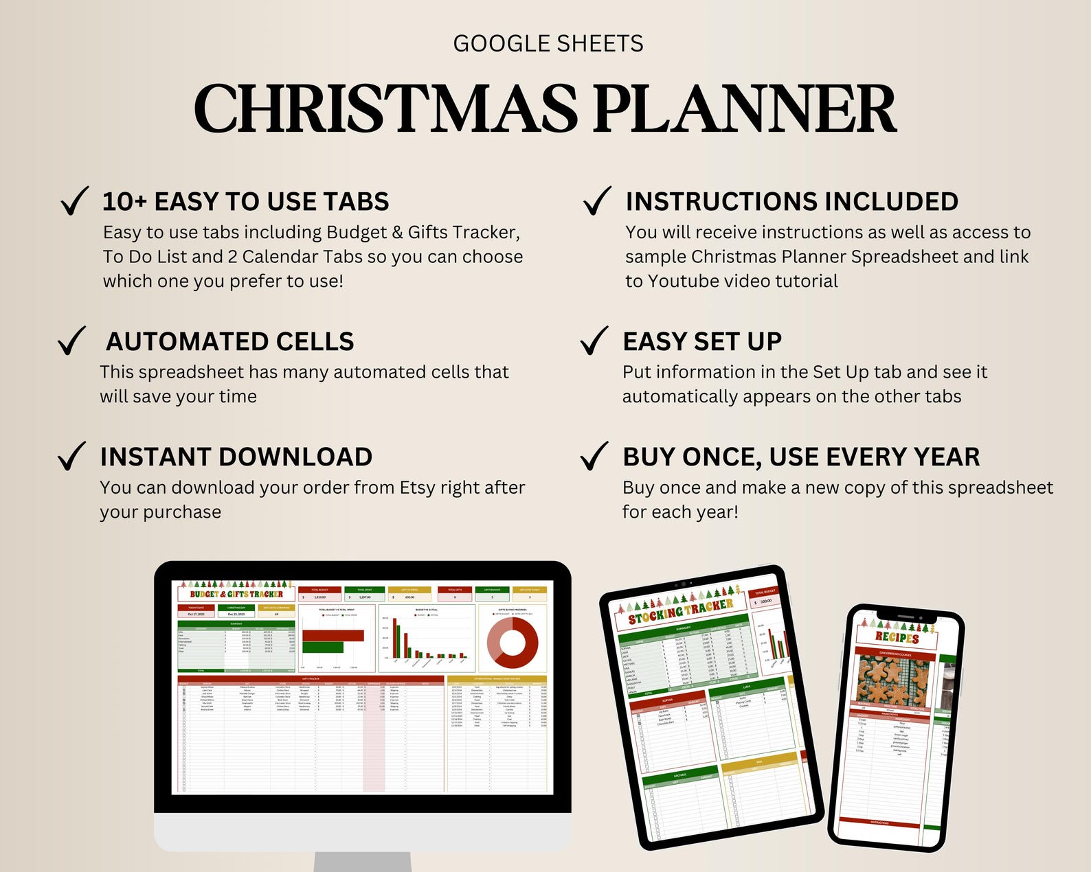 Christmas Planner Spreadsheet Christmas Gift Tracker Google Sheets ...