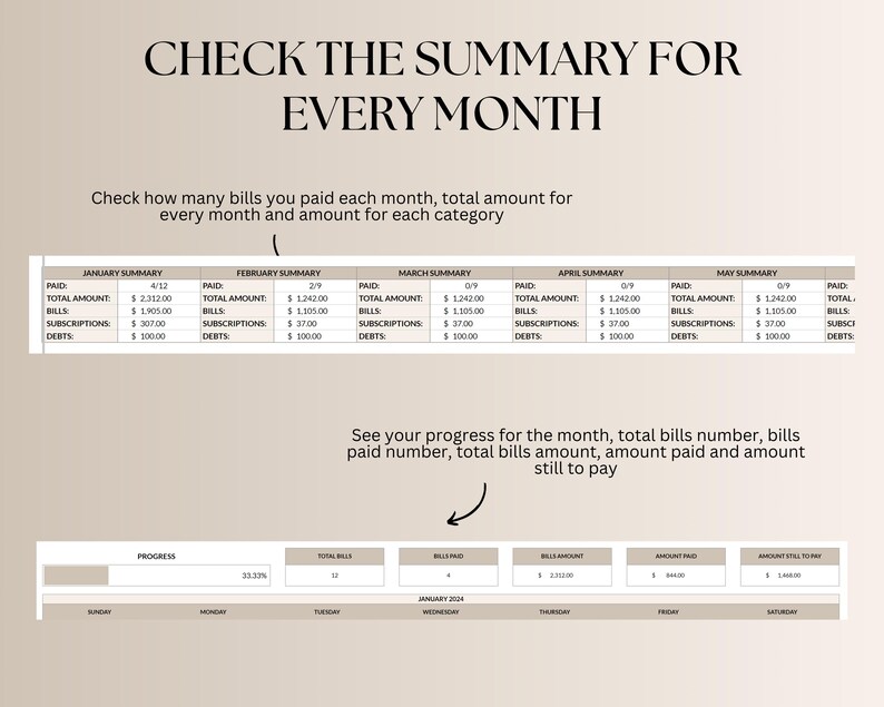 Bill Tracker Spreadsheet, Bill Calendar Google Sheets, Bill Planner ...