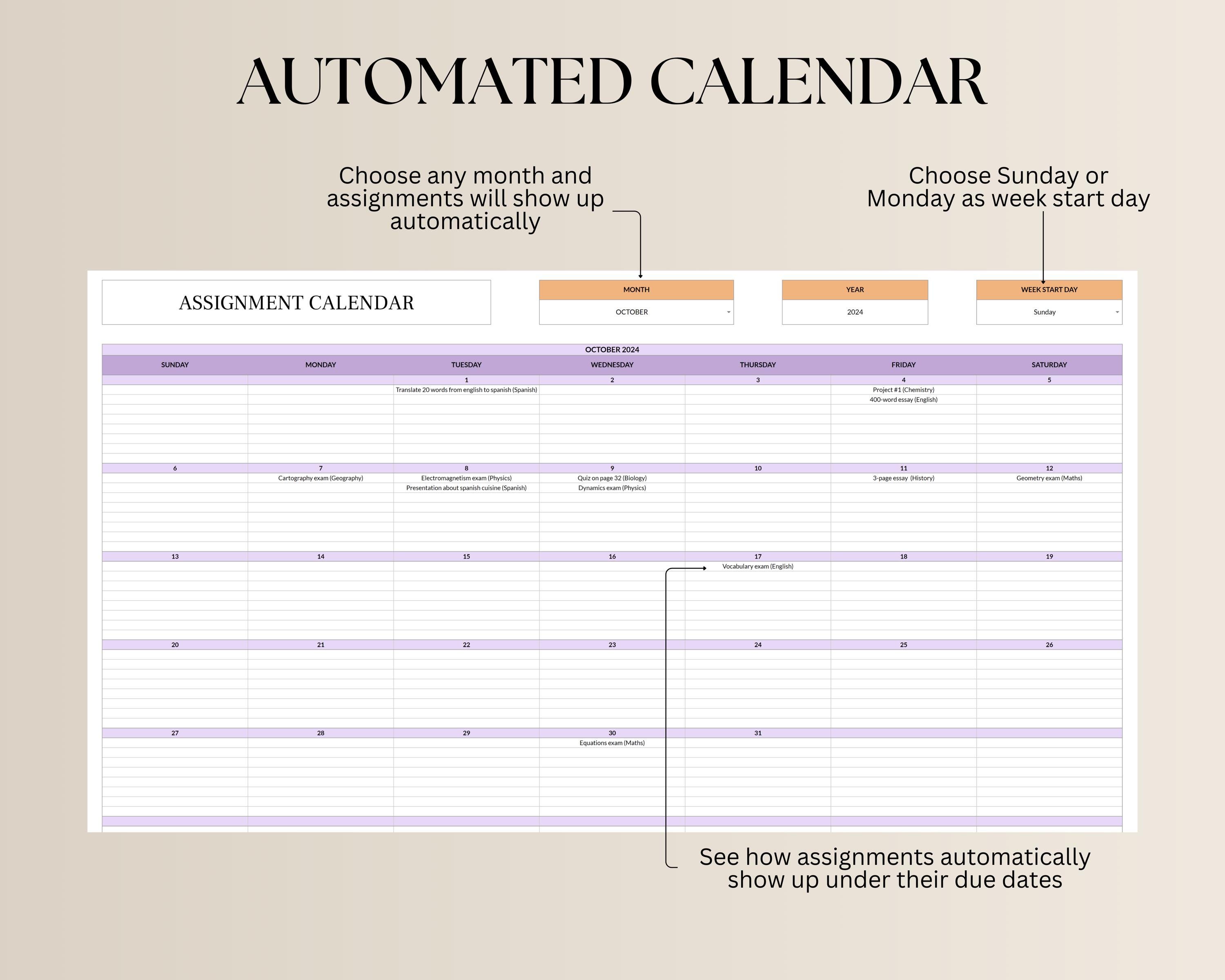 Simple Student Planner Spreadsheet, Assignment Tracker Google Sheets ...