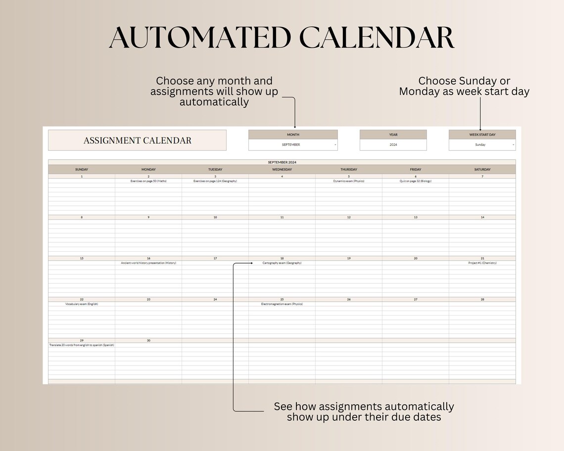 Simple Student Planner Spreadsheet, Assignment Tracker Google Sheets ...