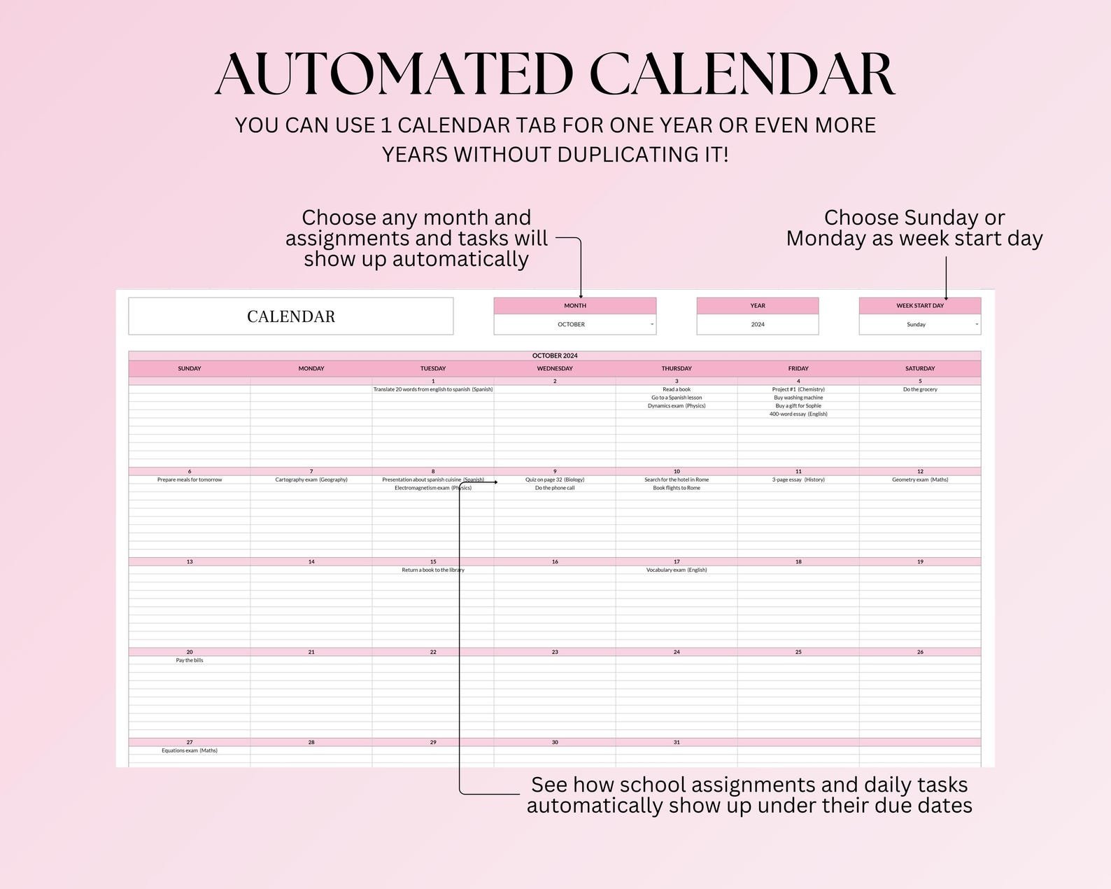 Ultimate Student Planner Spreadsheet, Assignment Tracker Google Sheets ...