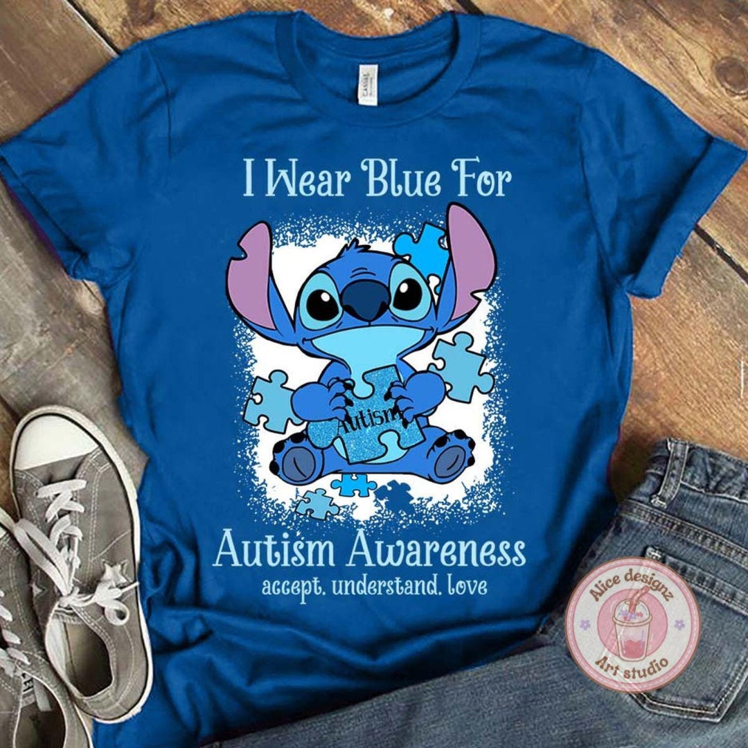 I Wear Blue for Autism Awareness Shirt, Stitch Disney Autism Shirt, in ...