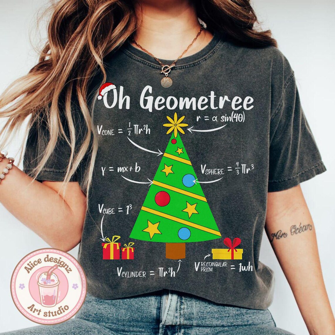 Oh Geometree Geometry Math Christmas Shirt, Teacher Christmas Sweater ...