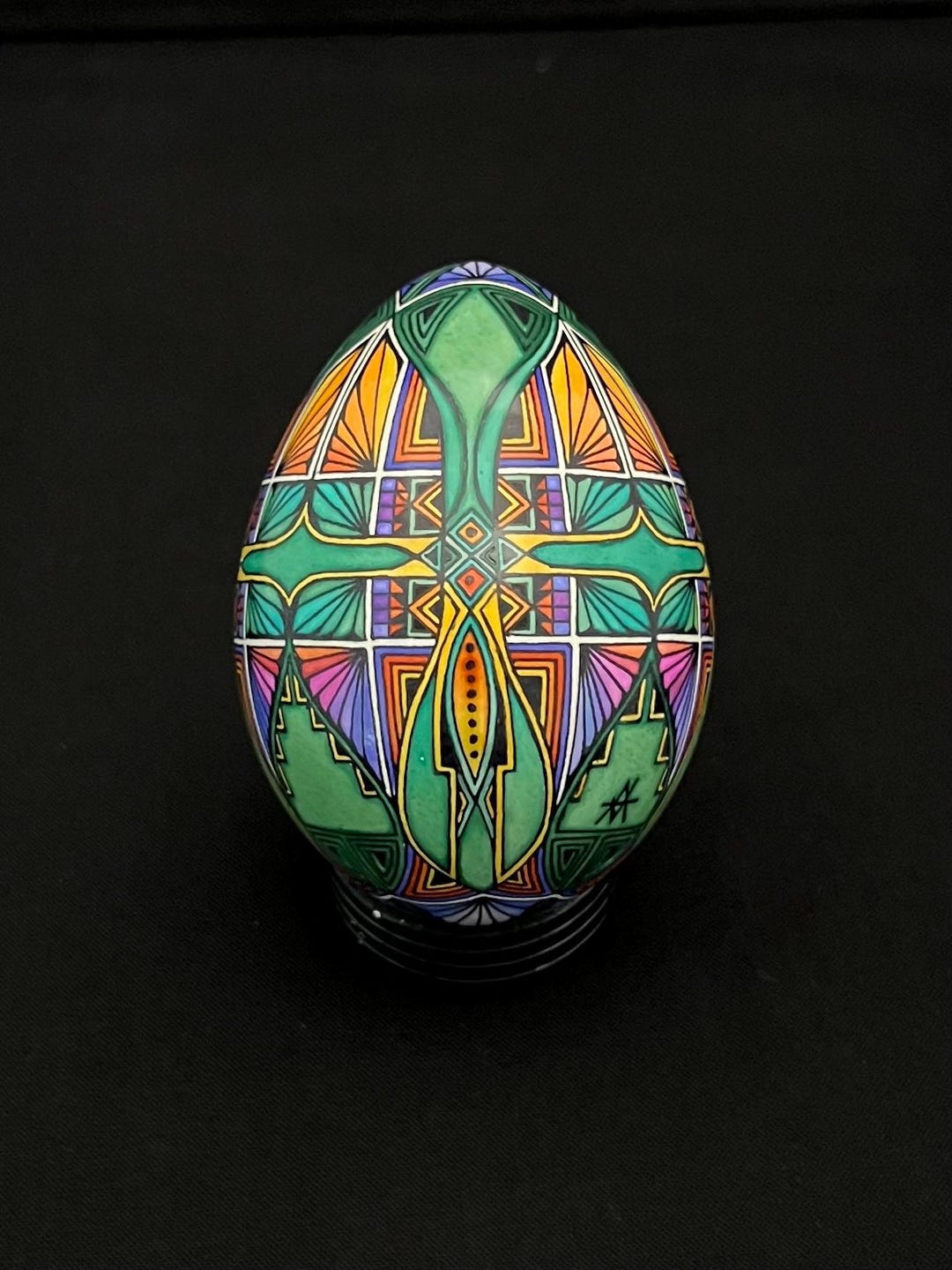 Batik Double Yolk Turkey Egg - Stained Glass Effect Abstract Butterfly ...