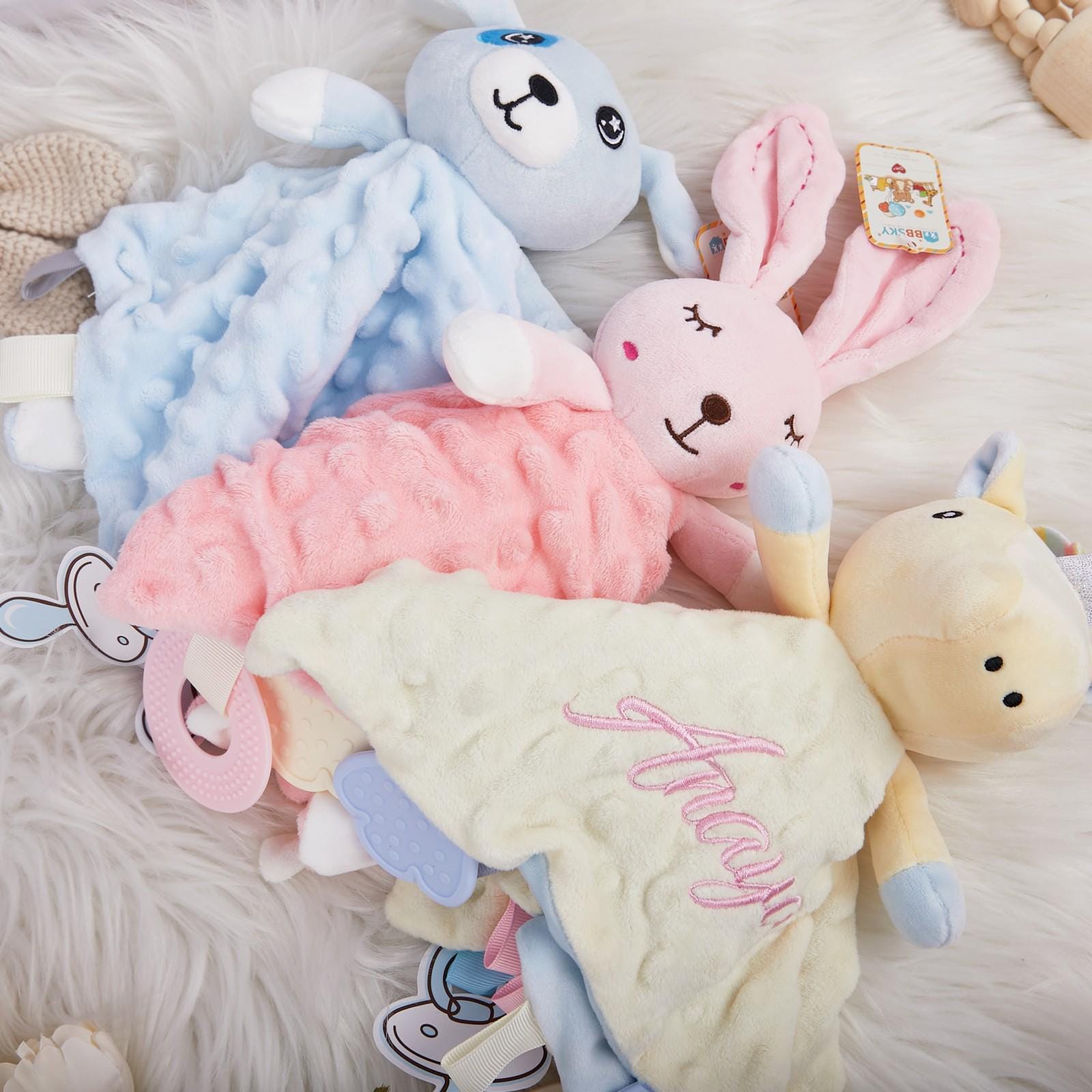 Personalized Animal Baby Lovey, Embroidered Name Baby Comforter, Animal ...