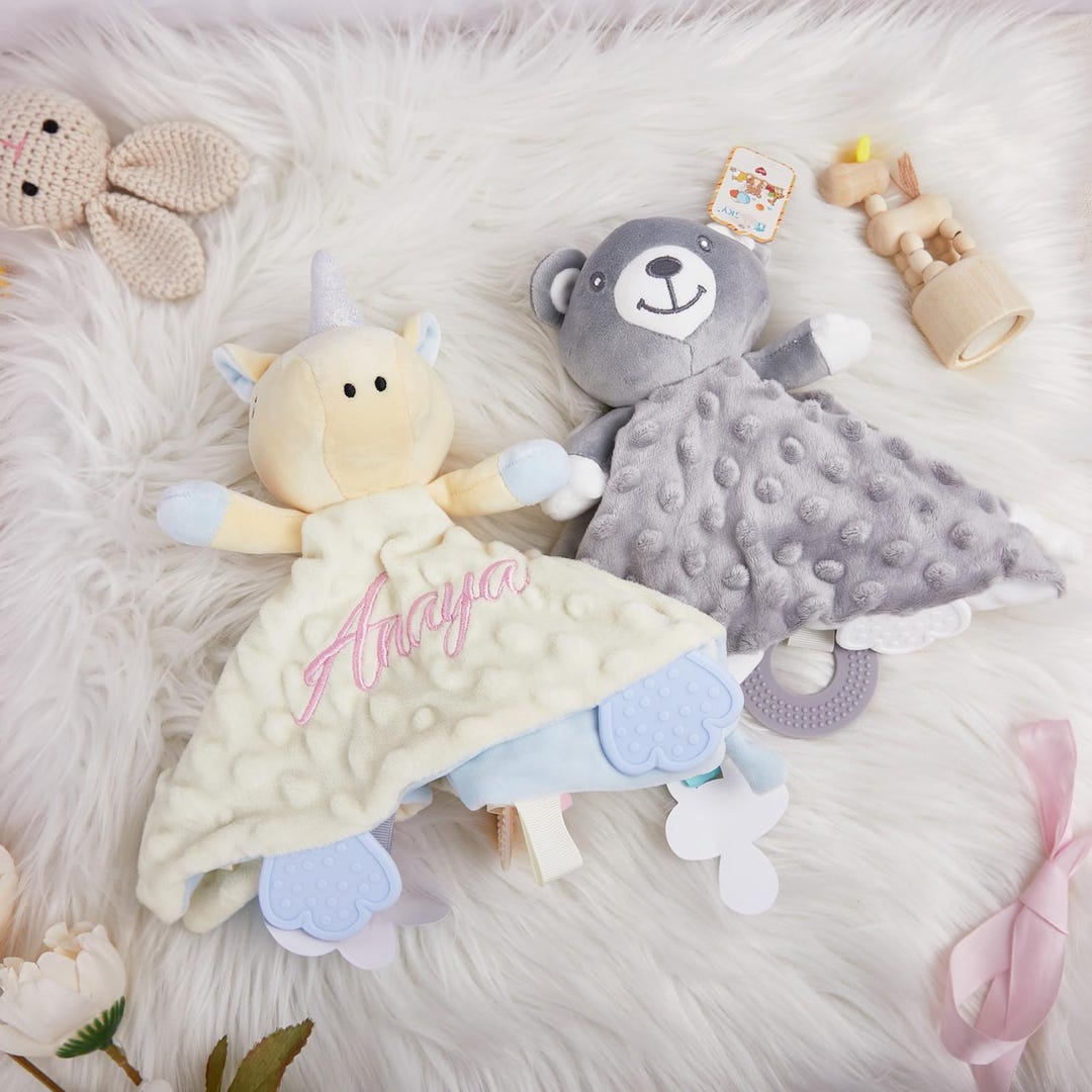 Personalized Animal Baby Lovey, Embroidered Name Baby Comforter, Animal ...