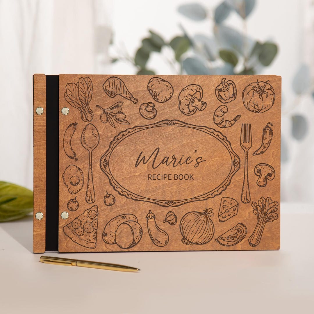 Personalized Recipe Binder, Wooden Cookbook, Custom Recipe Book ...