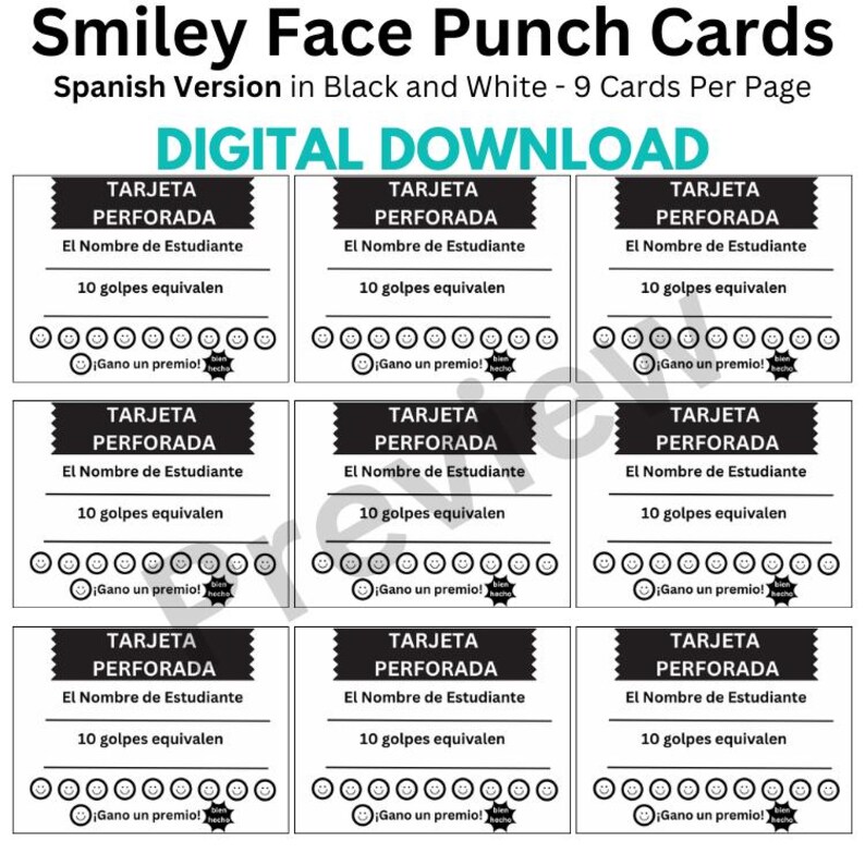 Printable Reward Punch Cards for Kids Reward Punch Cards Behavior Card ...