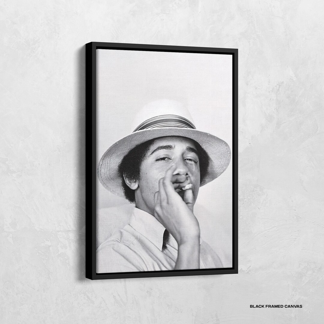 Young Barack Obama Smoking Cigarette Poster, Barack Obama Canvas, Black ...