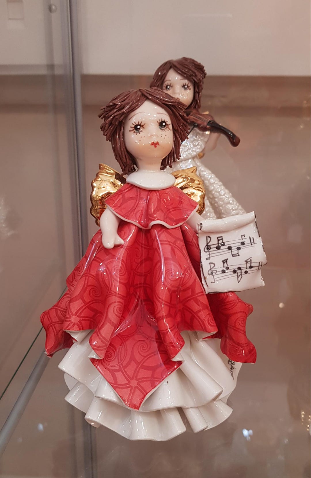 Figurine Angel With Notes in Red - Etsy