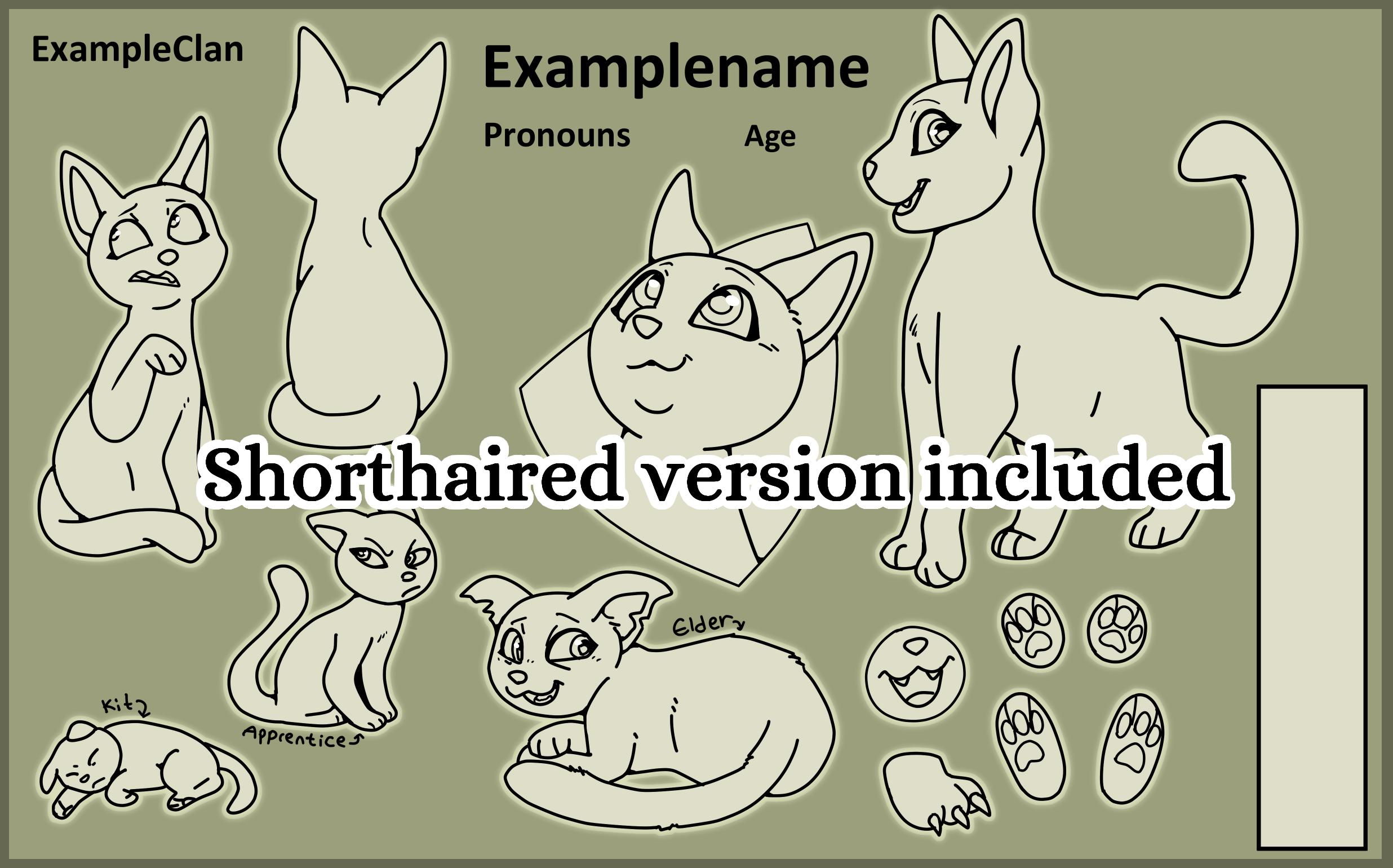 Warrior Cats Reference Base Lineart Digital Download - Adoptable ...
