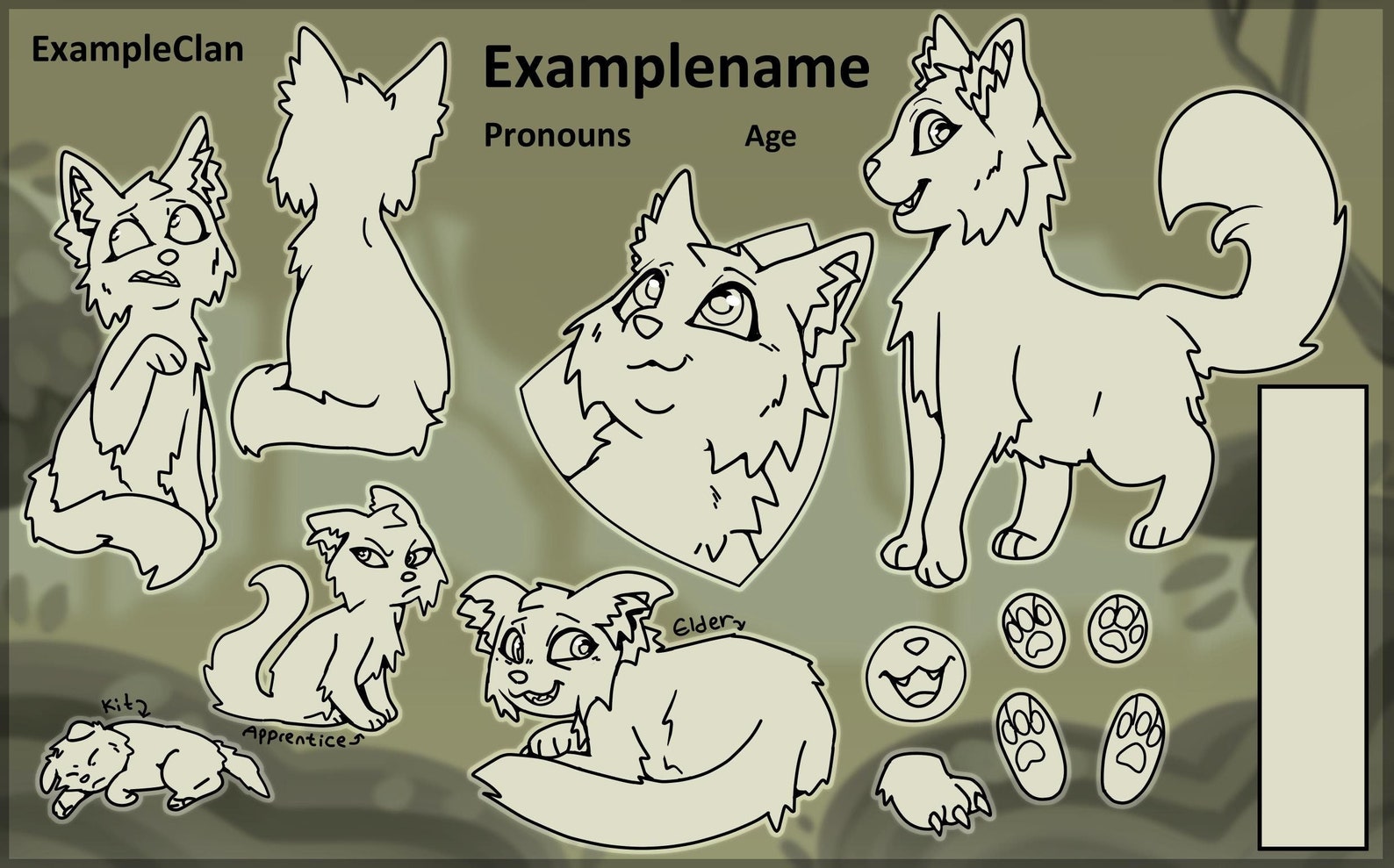 Warrior Cats Reference Base Lineart Digital Download - Adoptable ...