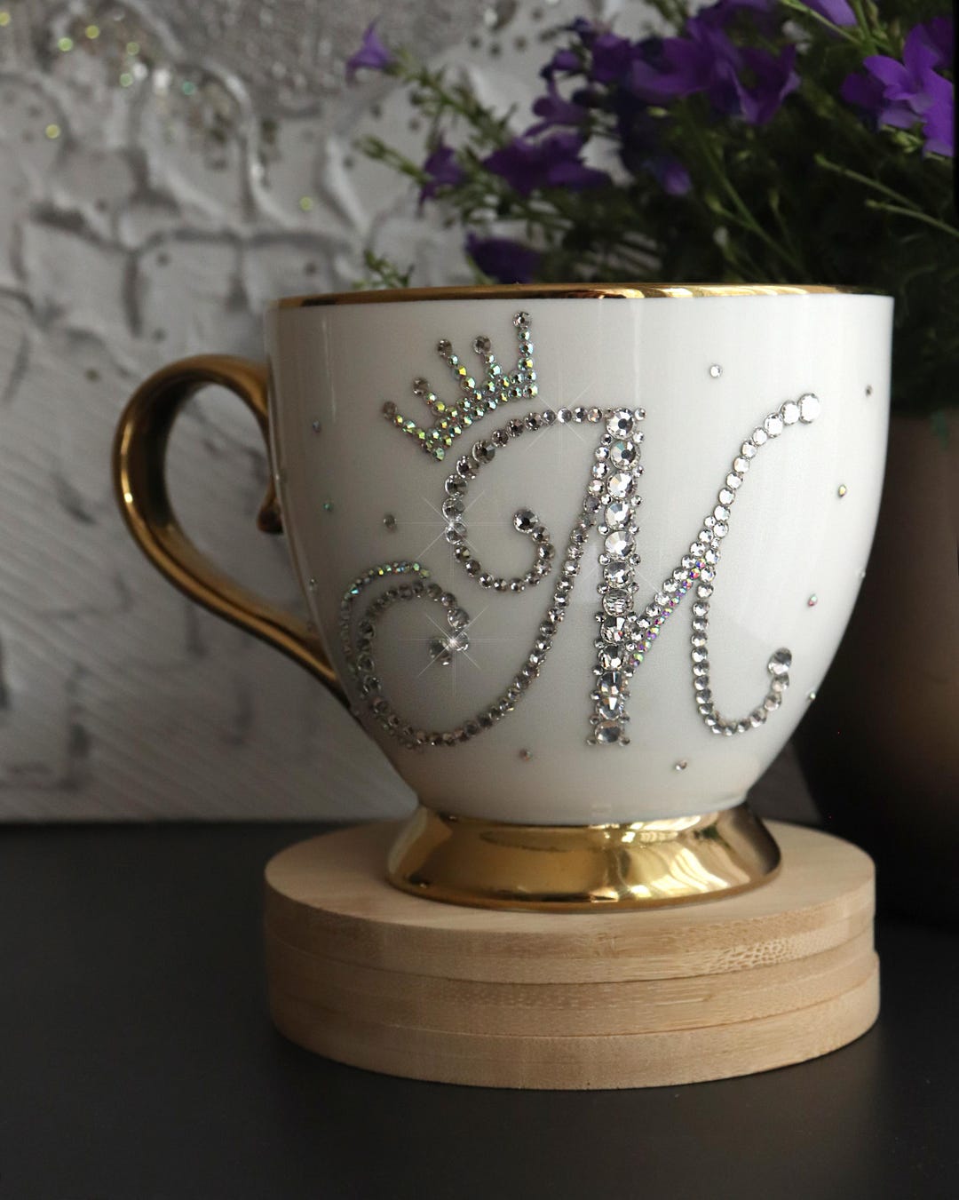Custom Crystal Mug With Letter M Mug 400ml Perfect Gift for Her - Etsy