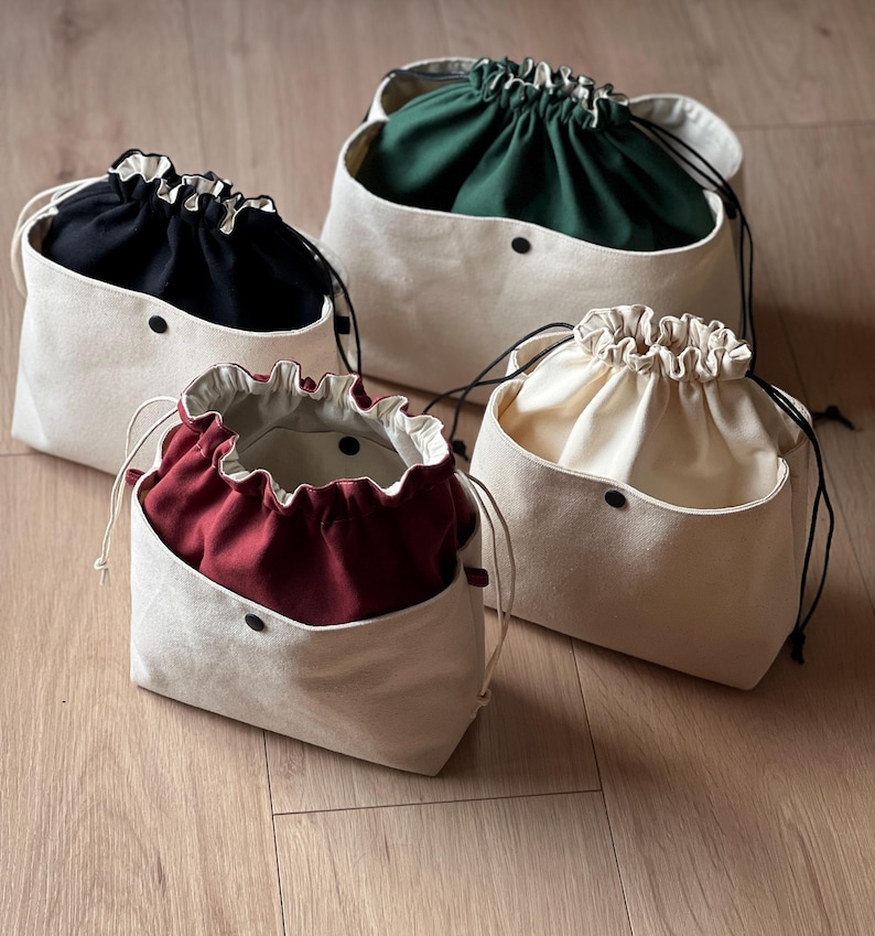 Canvas Drawstring Bag Organizer: Tote Insert With Pockets - Etsy