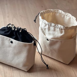Canvas Drawstring Bag Organizer: Tote Insert With Pockets - Etsy