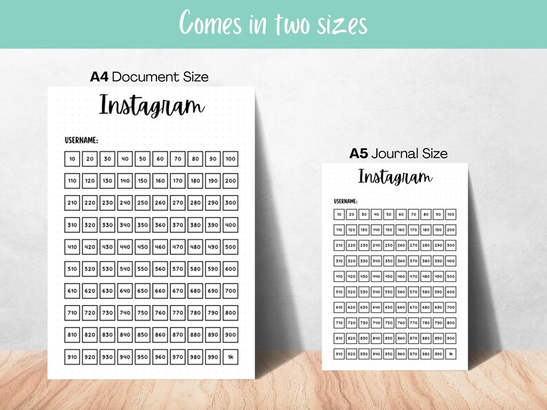 Instagram Followers Tracker, Printable Journal Page, 0 to 100k ...