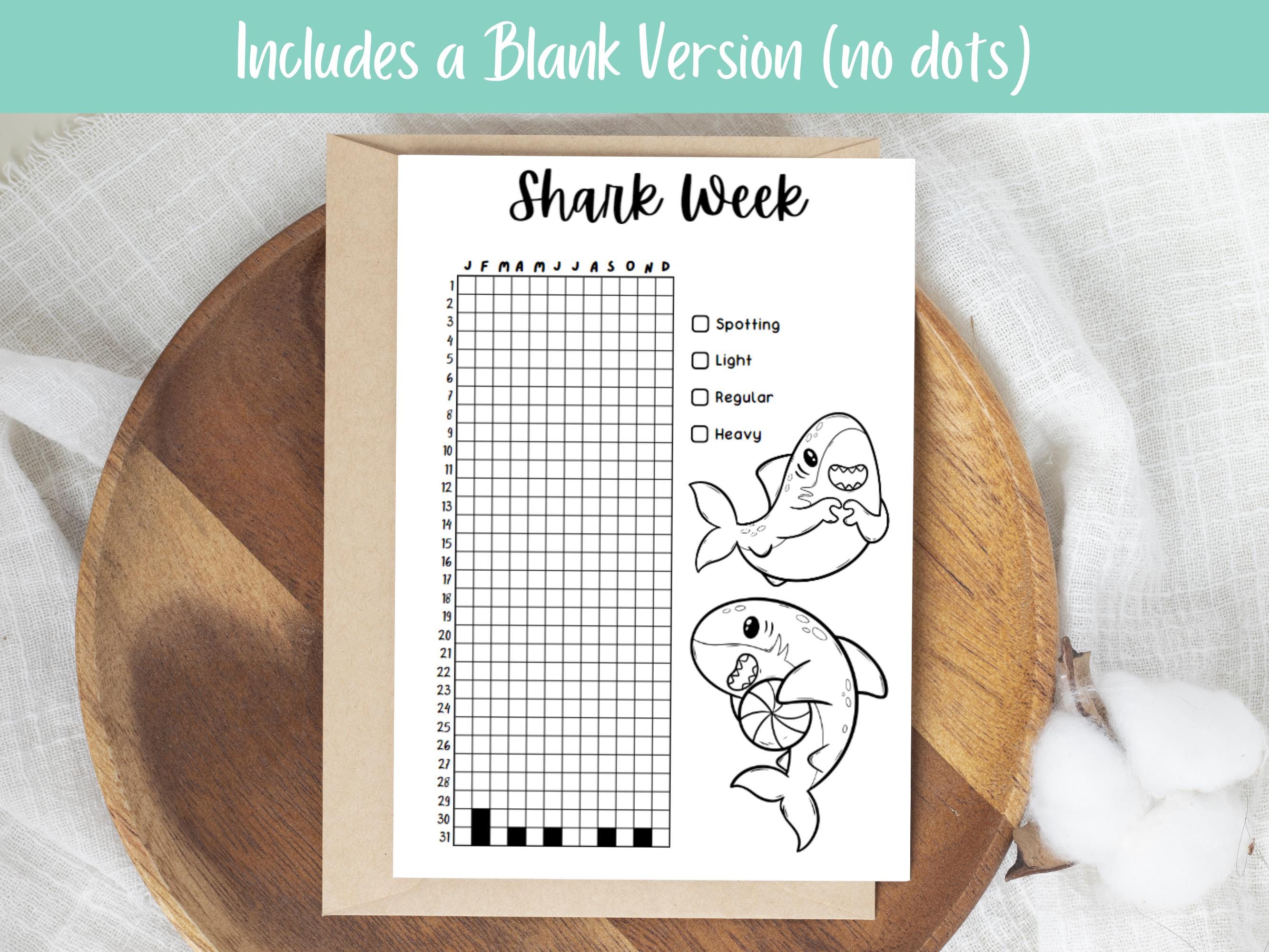Yearly Shark Week Tracker, Printable Journal Page, Shark Week Overview ...