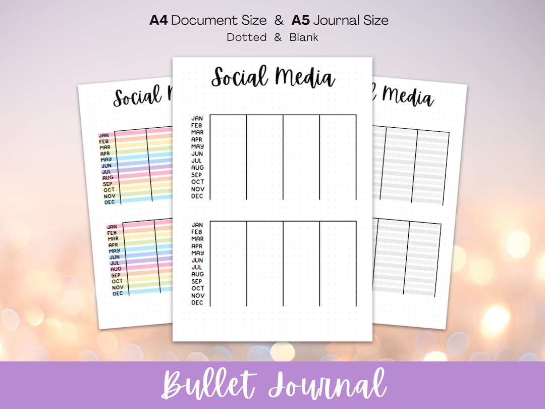 Yearly Social Media Tracker, Printable Journal Page, Social Media Diary ...