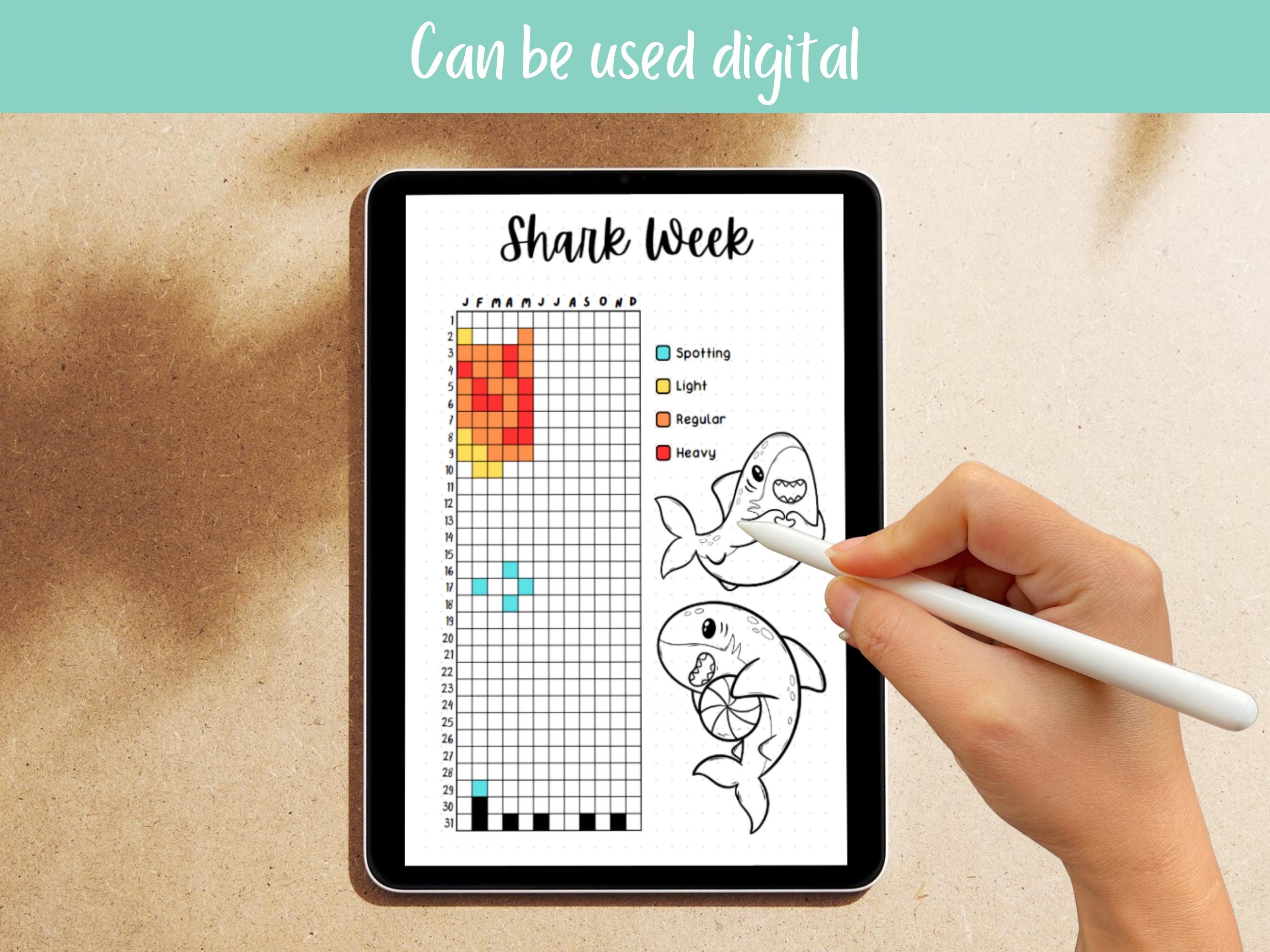 Yearly Shark Week Tracker, Printable Journal Page, Shark Week Overview ...
