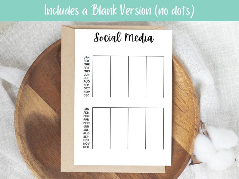 Yearly Social Media Tracker, Printable Journal Page, Social Media Diary ...