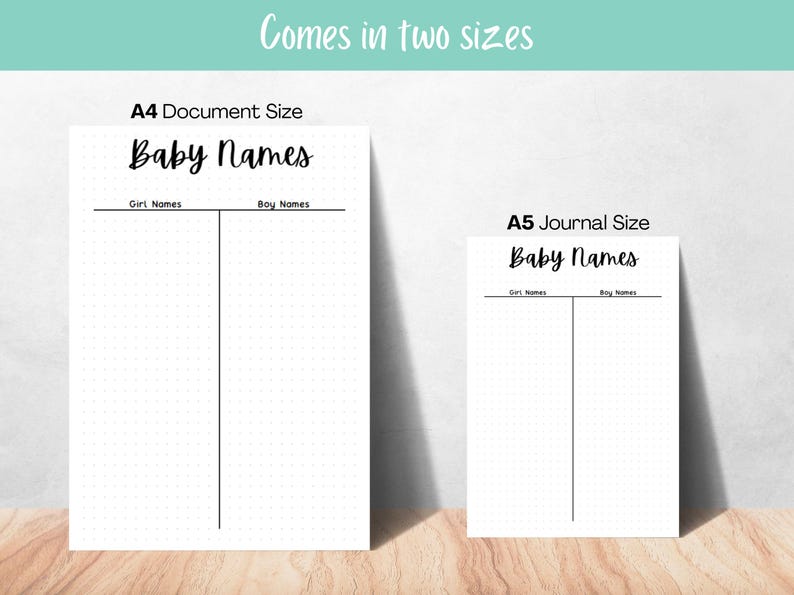 Baby Name Ideas Tracker, Printable Journal Page, Pregnancy Tracker ...