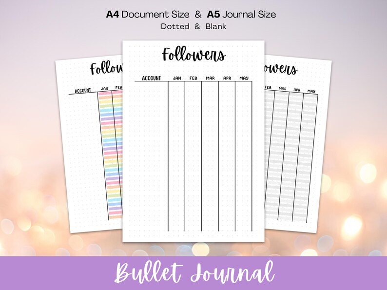 Yearly Followers Tracker, Printable Journal Page, Social Media Diary ...