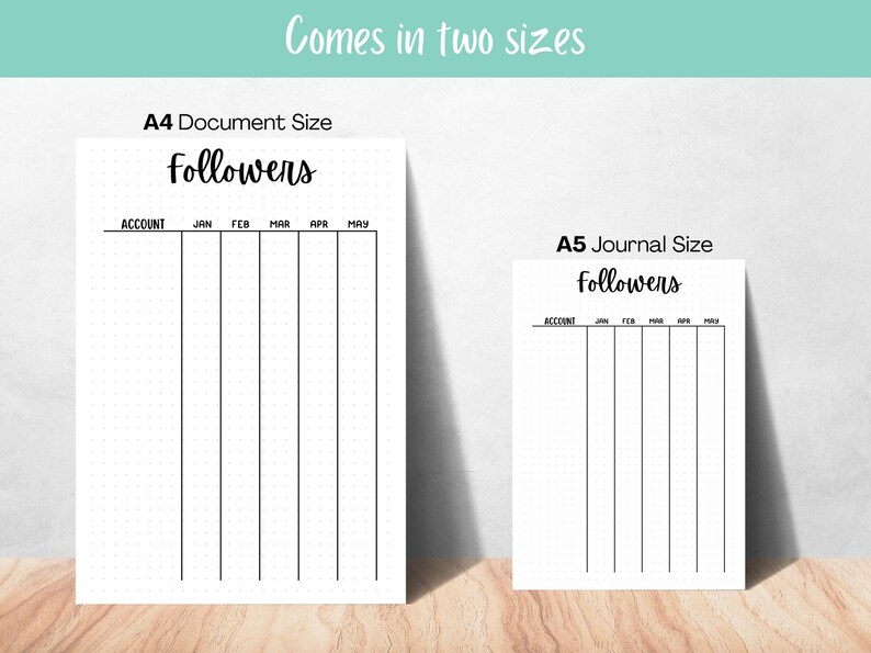 Yearly Followers Tracker, Printable Journal Page, Social Media Diary ...
