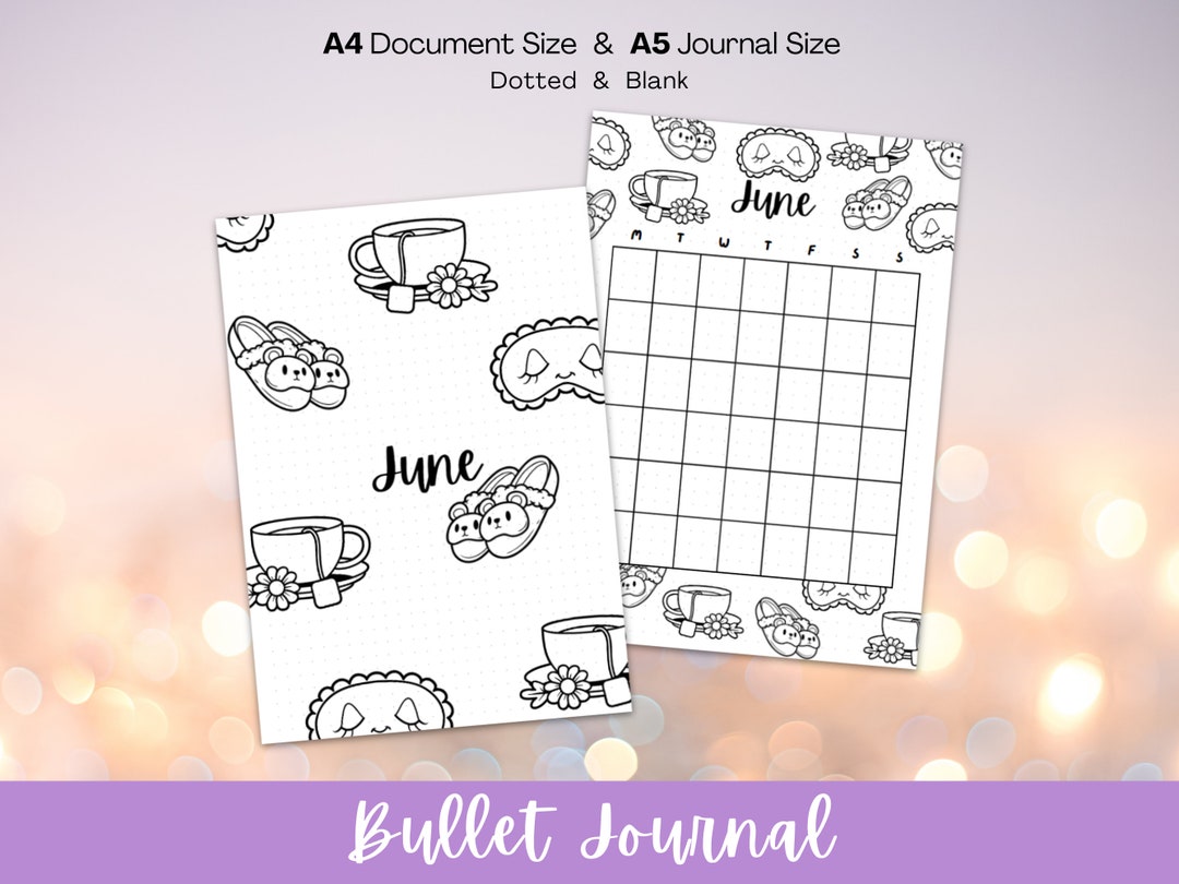 June Title Page & Calendar, Bullet Journal Pages, Monthly Coloring Page ...