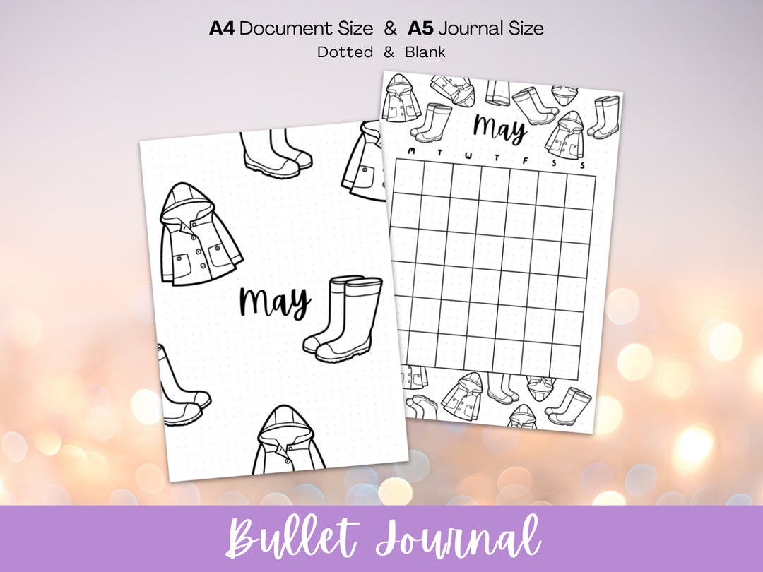 May Title Page & Calendar, Bullet Journal Pages, Monthly Coloring Page ...
