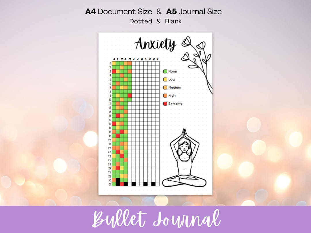 Yearly Anxiety Tracker, Printable Journal Page, Anxiety Overview ...
