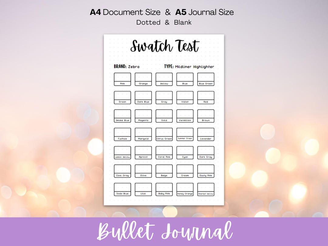 Zebra Mildliner Swatch Test for the Highlighters, Printable Journal ...
