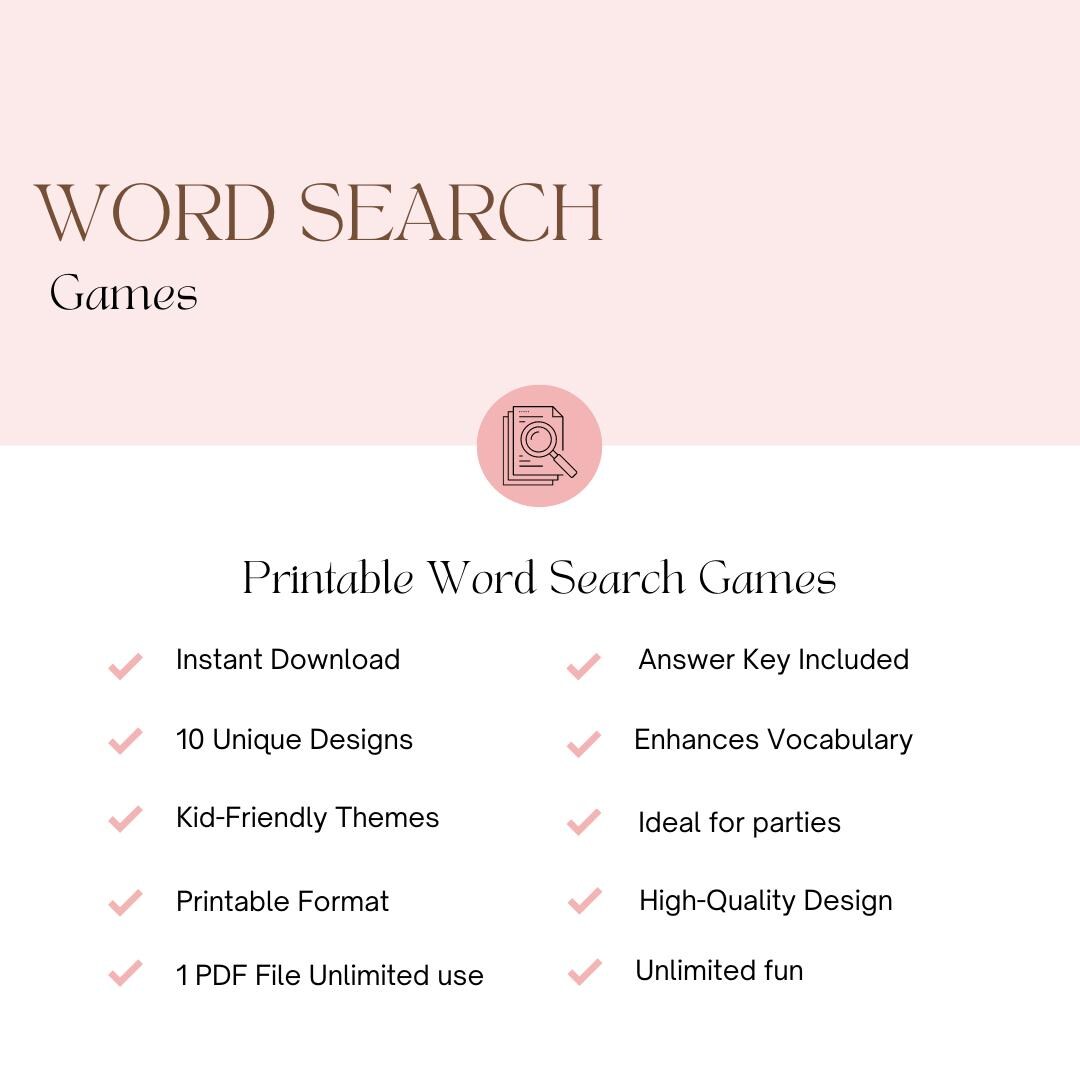 Printable Kids Word Search Game With Unicorn Theme 10 Unicorn Themed ...