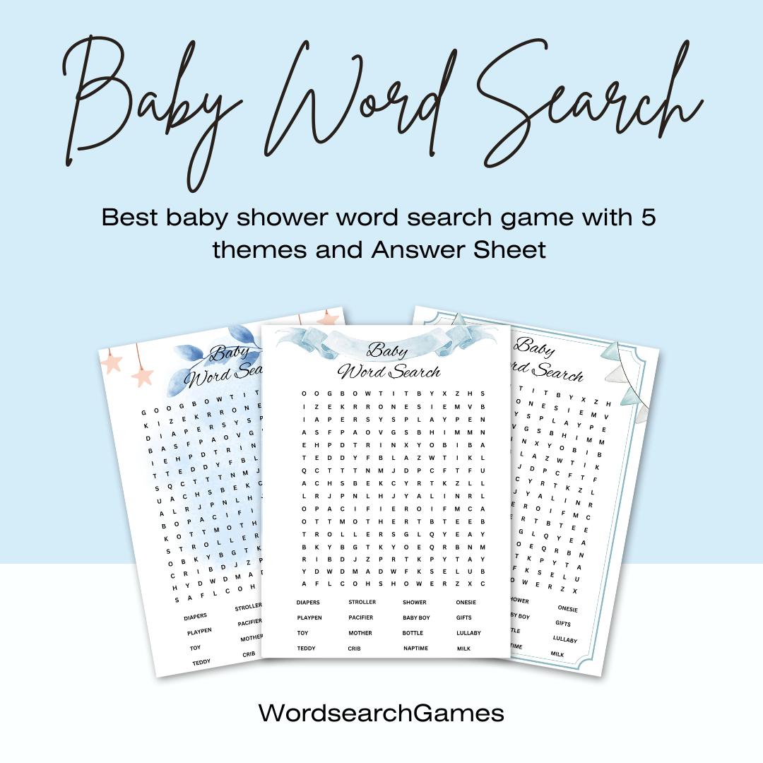 Baby Shower Word Search Baby Boy Themed Baby Shower Game Download ...