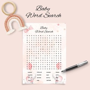 Baby Shower Word Search Baby Girl Themed Baby Shower Game Download ...
