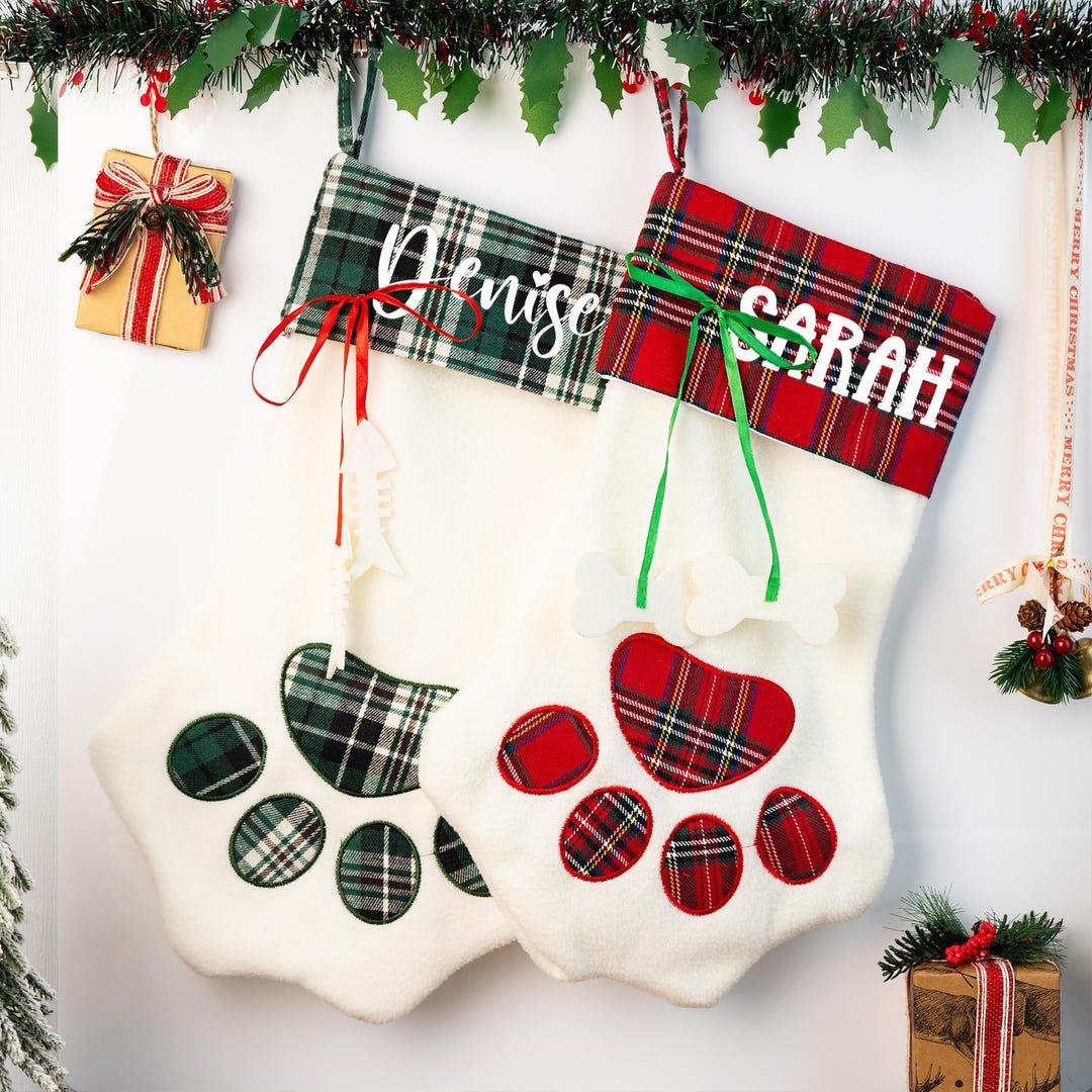 Christmas Pet Paw Stockings, Personalized Stockings, Christmas ...