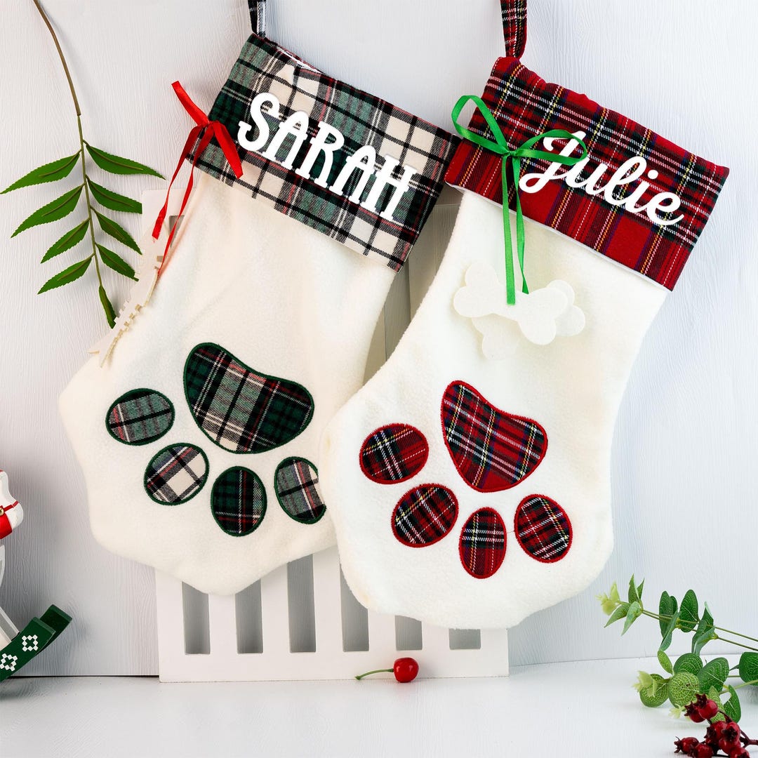 Custom Dog Paw Christmas Stockings, Christmas Pet Stockings With Name ...