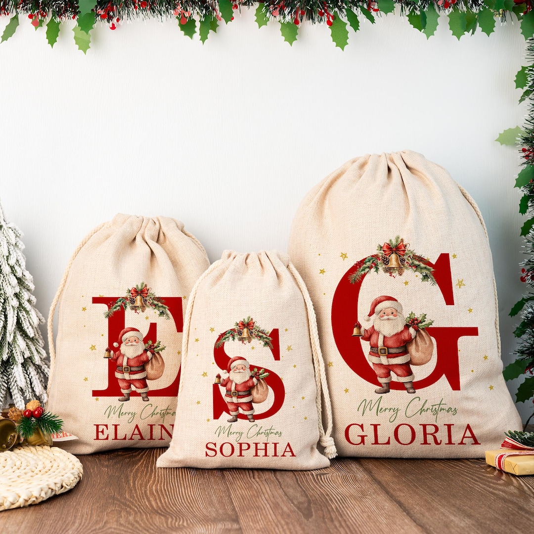 Personalised Santa Sack, Christmas Sack, Custom Initial & Name ...