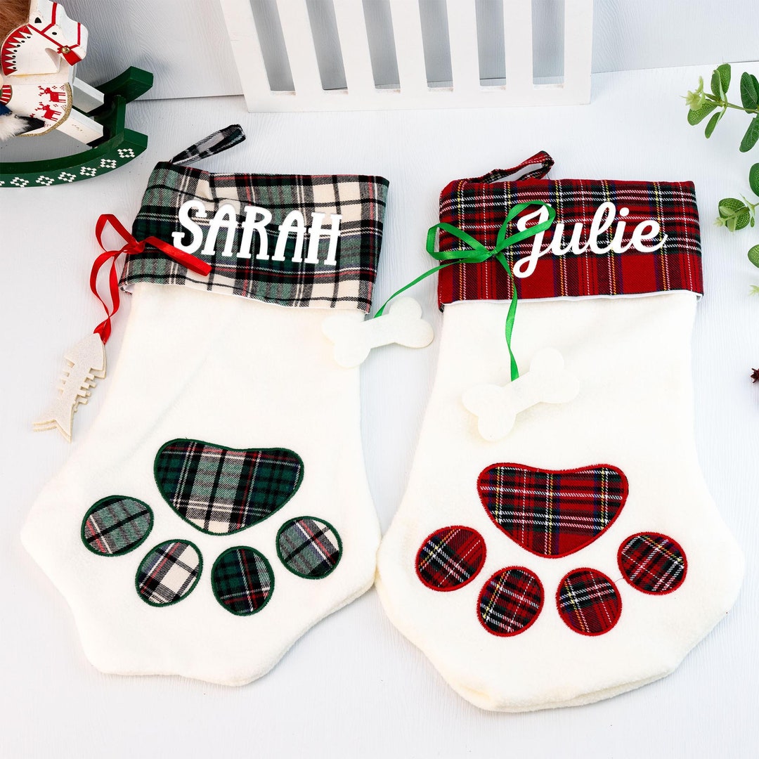 Custom Dog Paw Christmas Stockings, Christmas Pet Stockings With Name ...