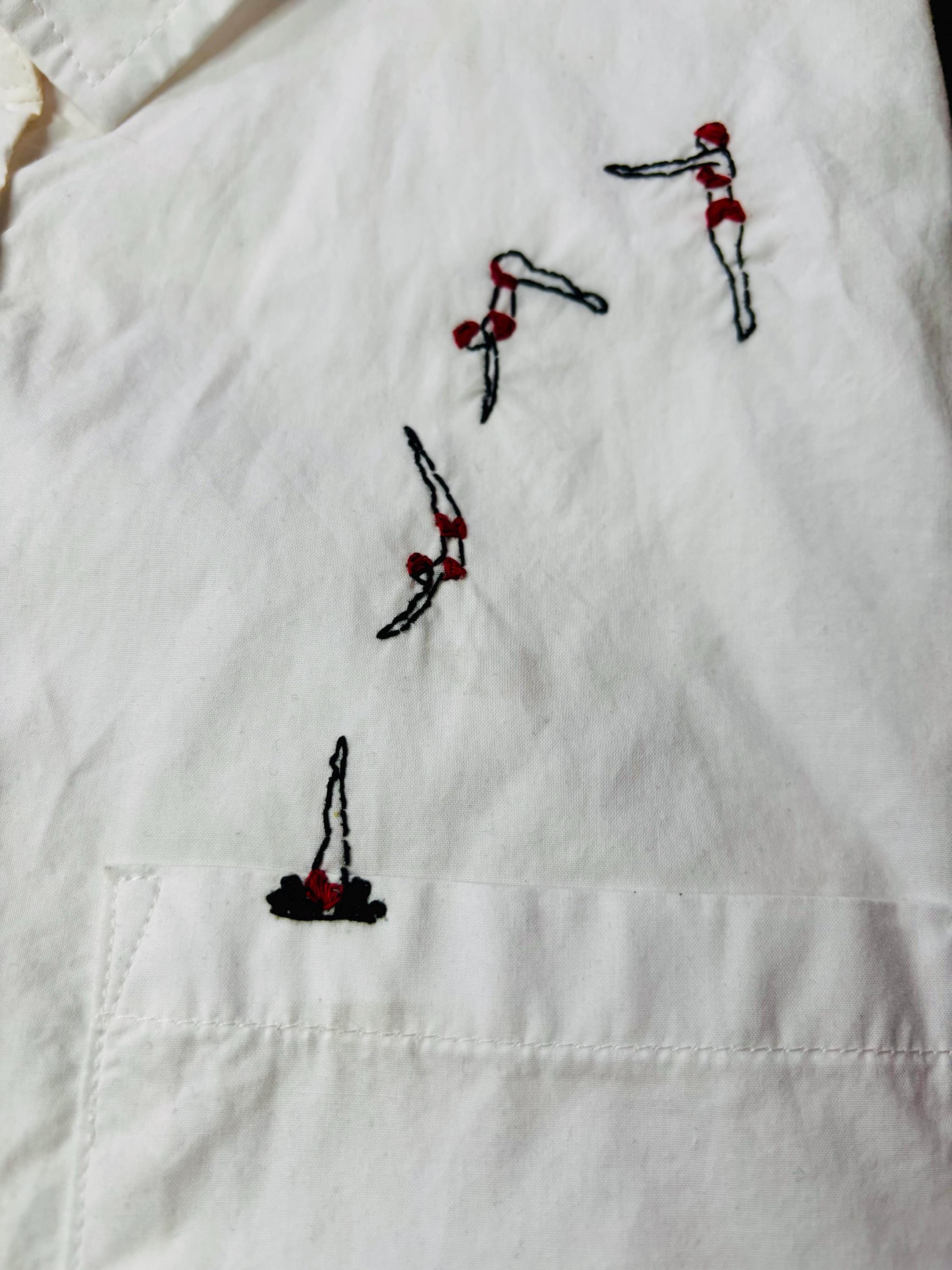 Diving Woman Hand Embroidered Women’s Button Down - Etsy