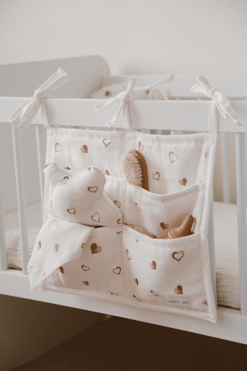 Adorable Multi-purpose Crib Organizer – Heart Bunny Family Design ...