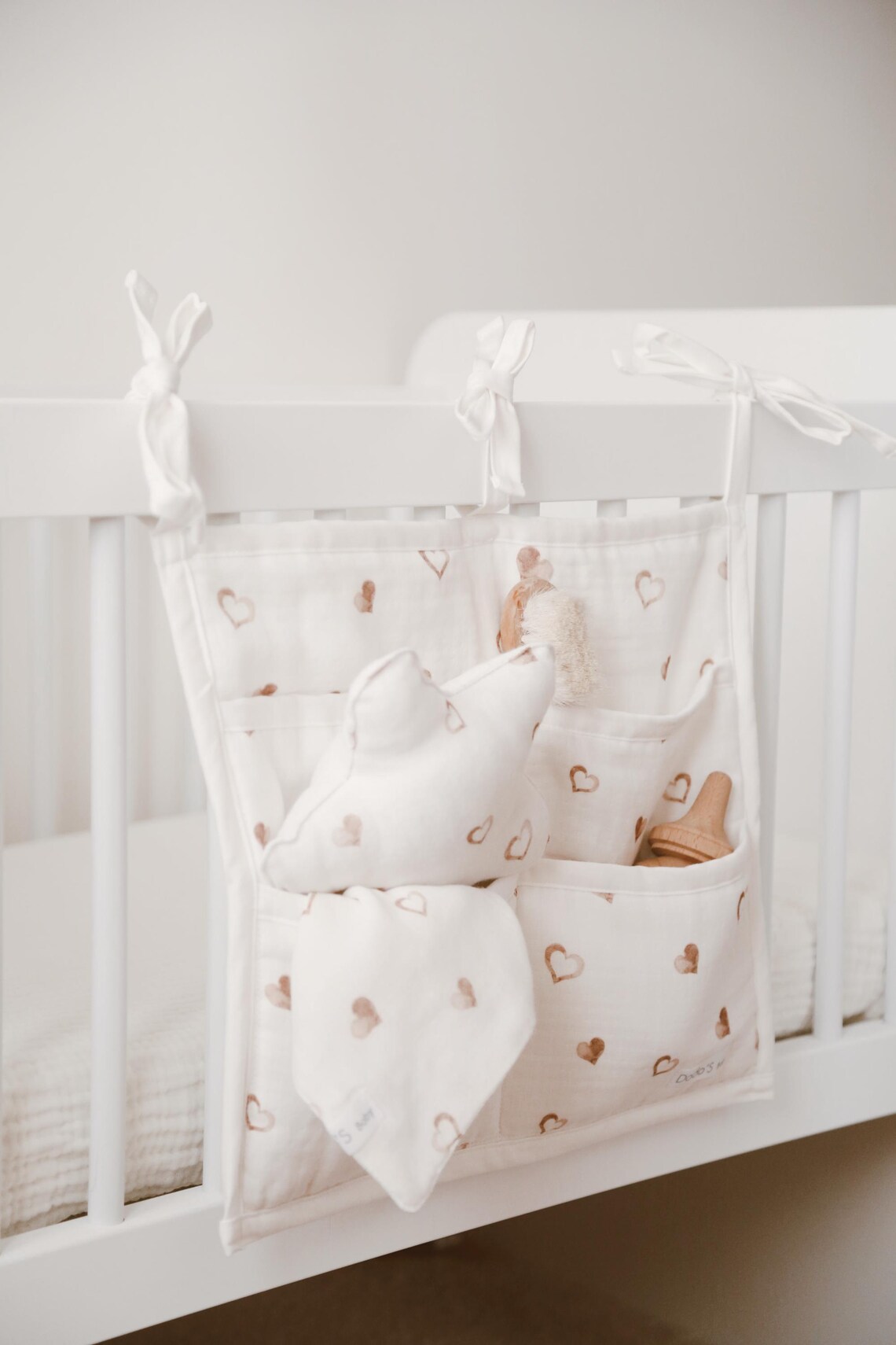 Adorable Multi-purpose Crib Organizer – Heart Bunny Family Design ...