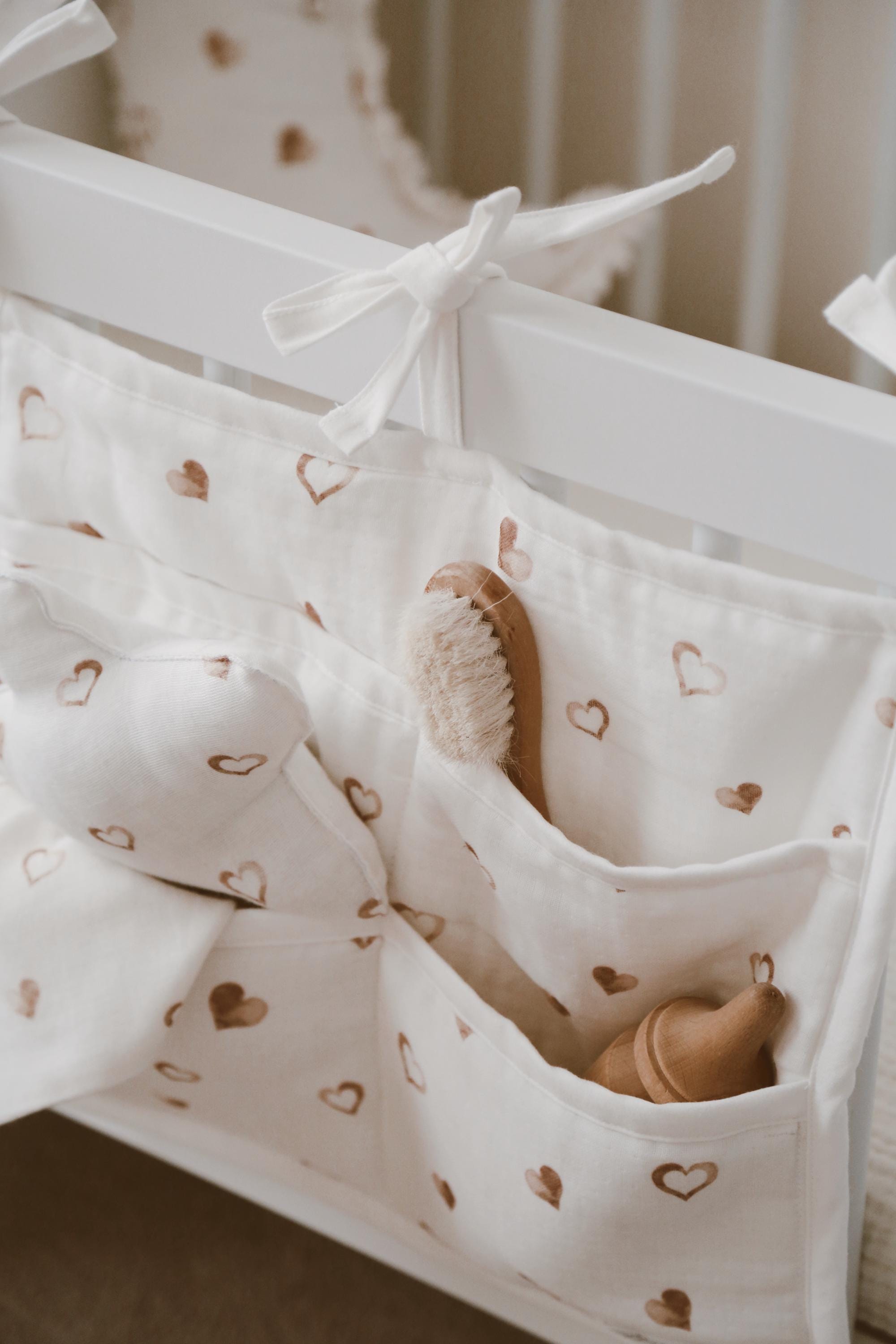 Adorable Multi-purpose Crib Organizer – Heart Bunny Family Design ...
