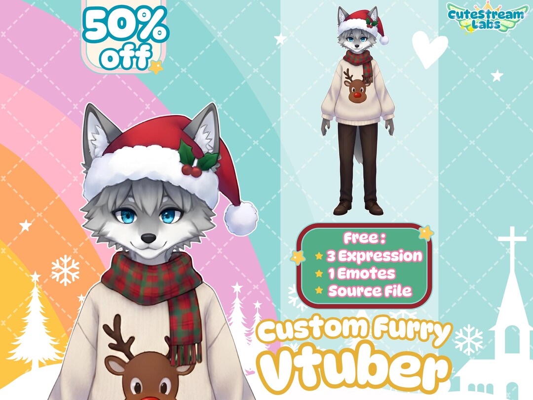 Wolf Furry Vtuber – Custom Furry Art Commission & 2D Vtuber Avatar ...