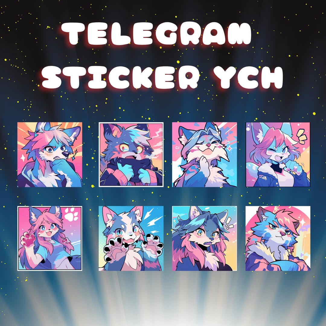 Furry Telegram Sticker Pack YCH 8 STICKER [furry / Anthro / Fursona] - Etsy