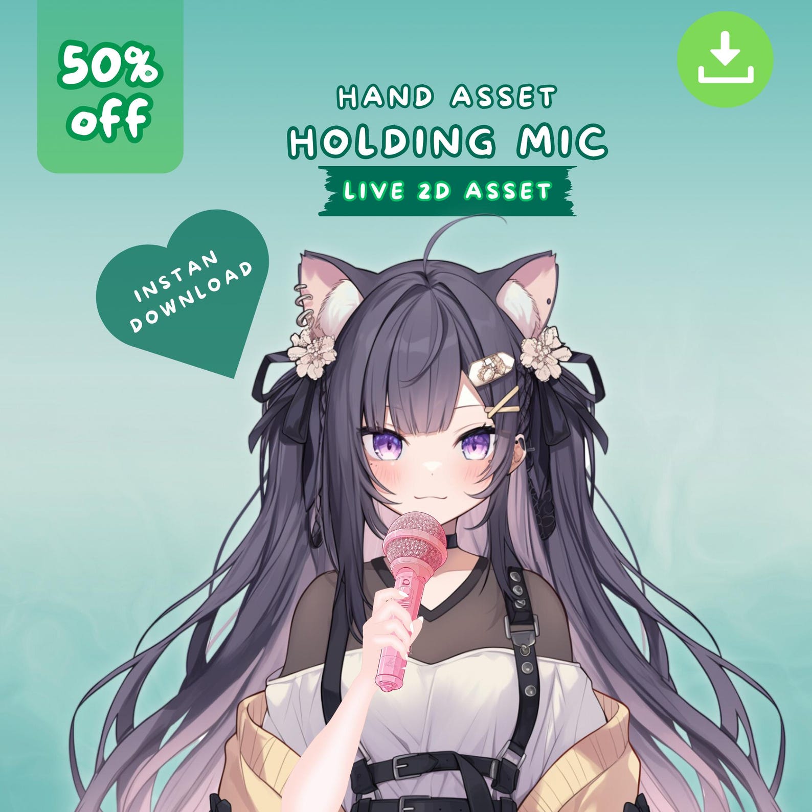 Vtuber Asset Vtuber Hand Asset Rigged Mic Asset Premade Assets Rigged ...