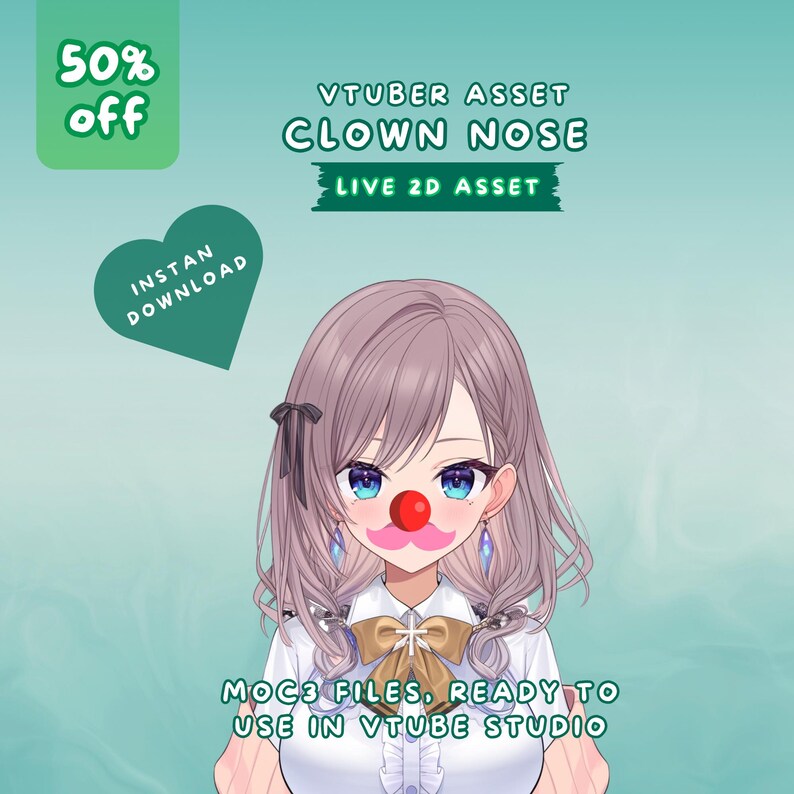 Vtuber Asset | Rigged Clown Nose , Red Nose , Premade Assets, Hand ...