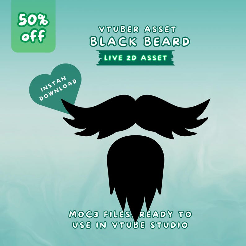 Vtuber Asset Vtuber Head Asset Rigged Blackbeard Premade Assets Rigged Black Beard - Etsy