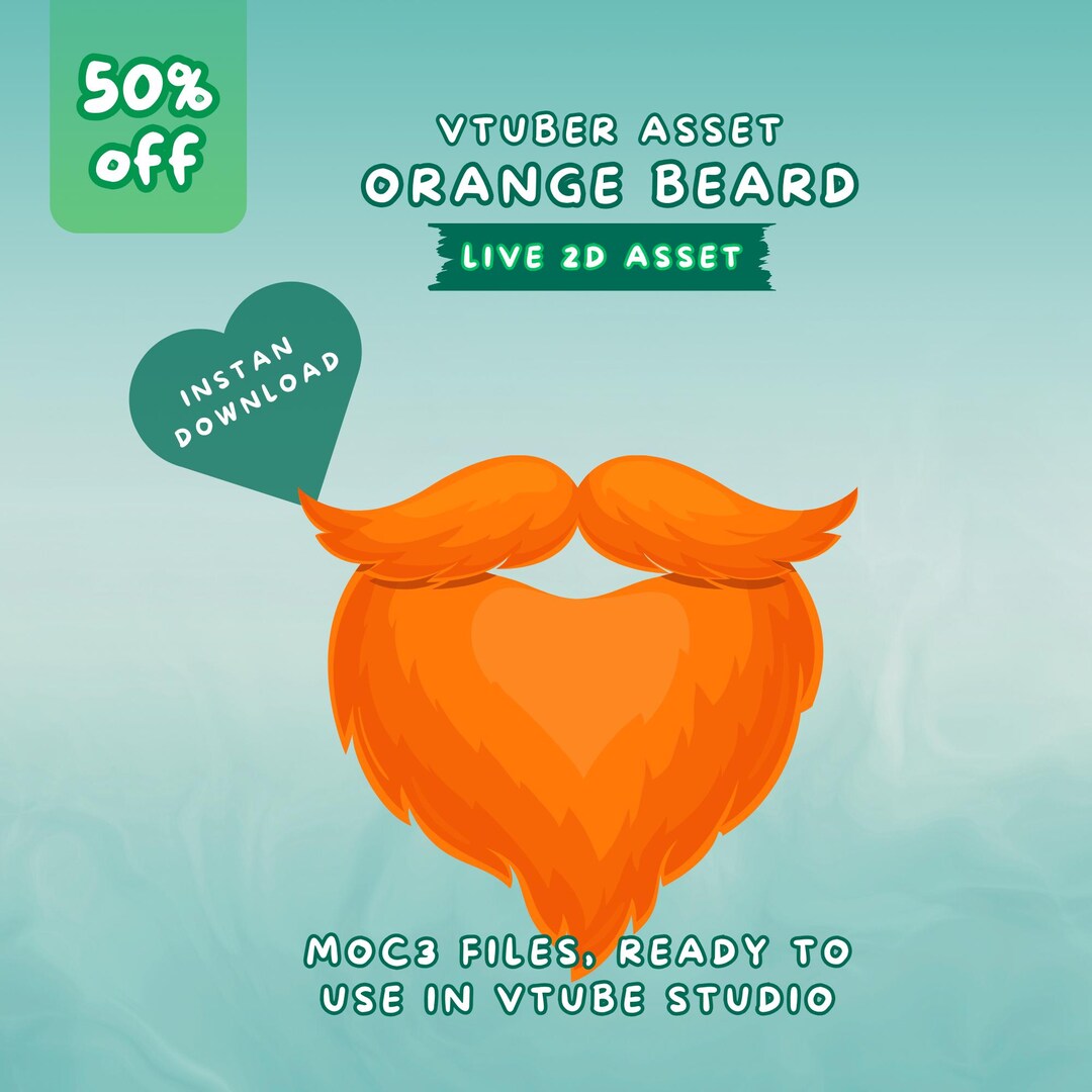 Vtuber Asset | Rigged Orange Beard, Premade Assets, Hat Assets ...