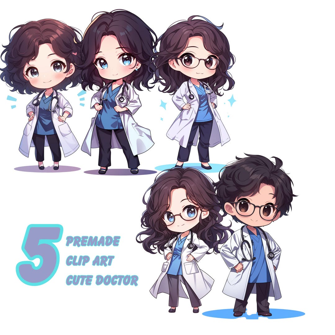 Chibi Doctor Clipart Bundle , Doctor Clipart, Chibi Doctor PNG, Chibi ...
