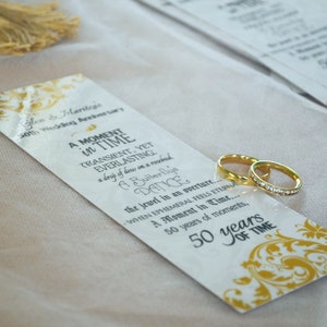 50th Wedding Anniversary Bookmarks | Golden Anniversary Event Décor ...